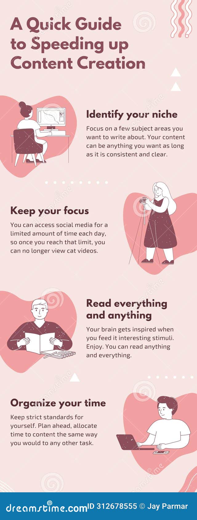 Pink Neutral Content Creation Tips Infographic Stock Illustration ...