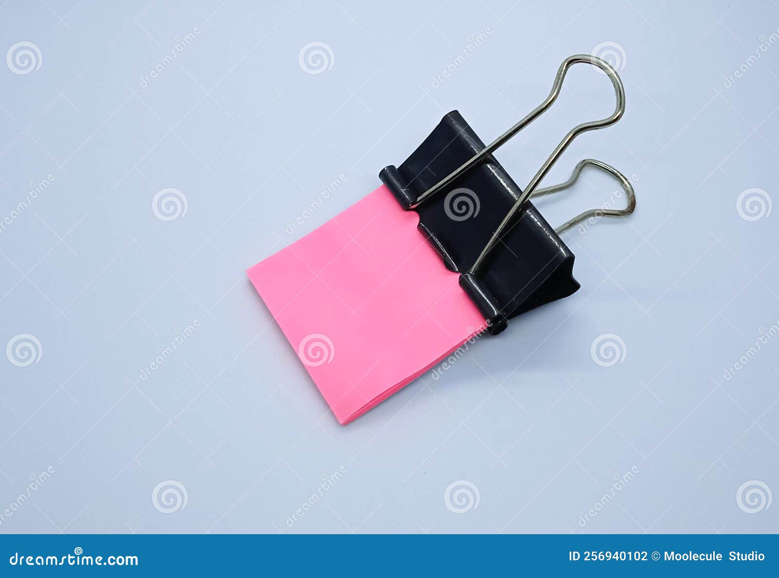 Pink Note Paper with Black Binder Clip. Binder Clip and Stack of Pink ...