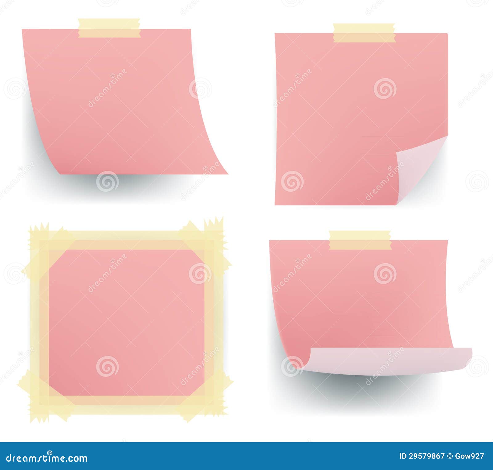 Pink Note Sets Sticking On The Wall Cartoon Vector | CartoonDealer.com ...
