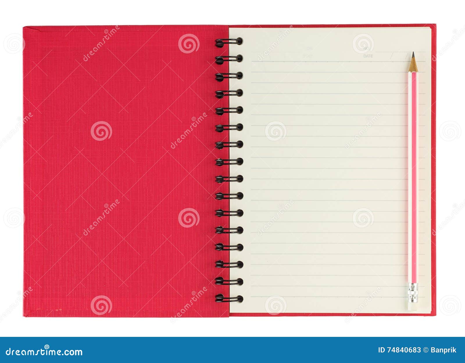 Pink notebook with pencil stock image. Image of design - 74840683