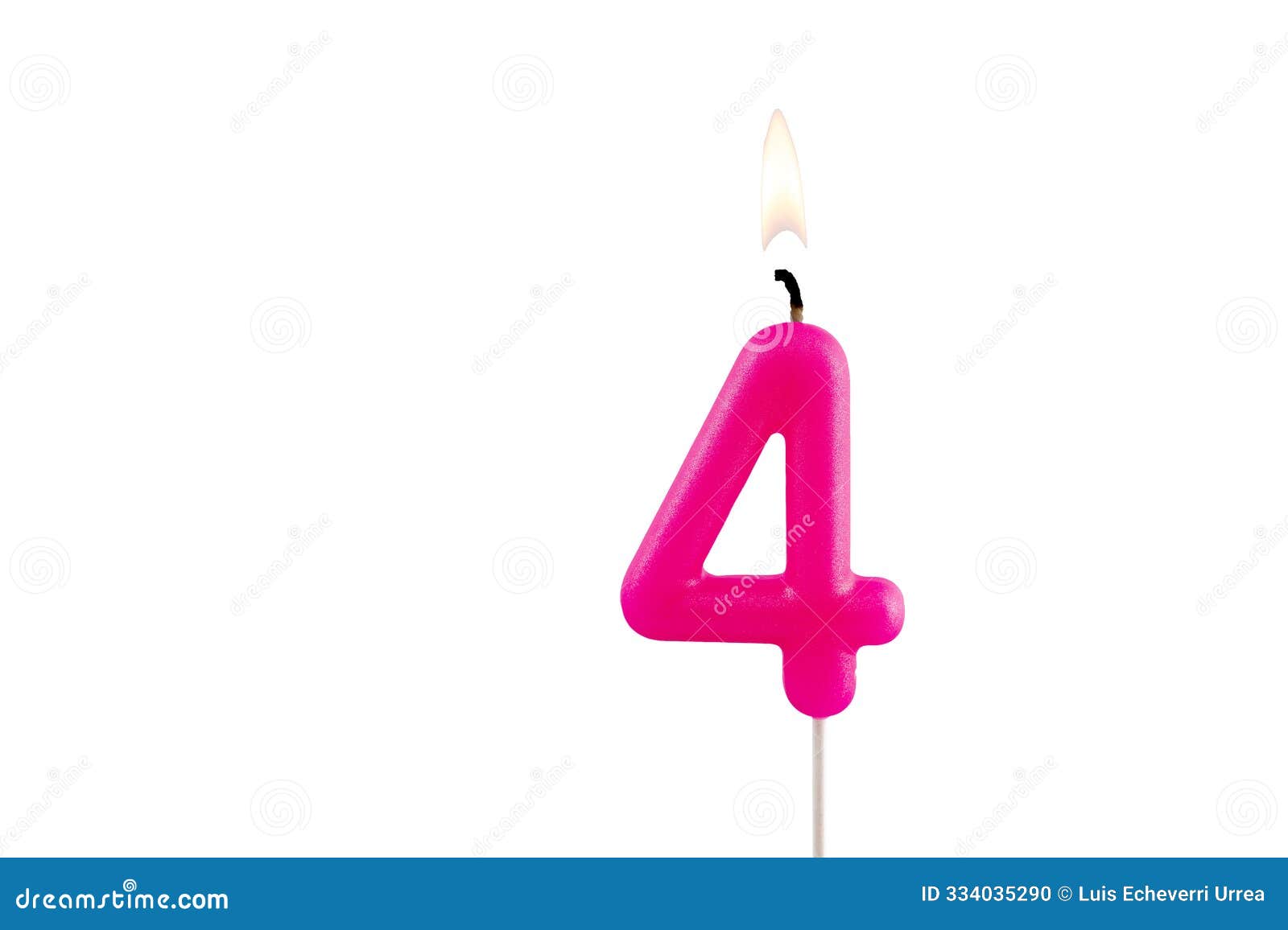 Pink Number 4 Birthday Candle on White Background Stock Photo - Image ...