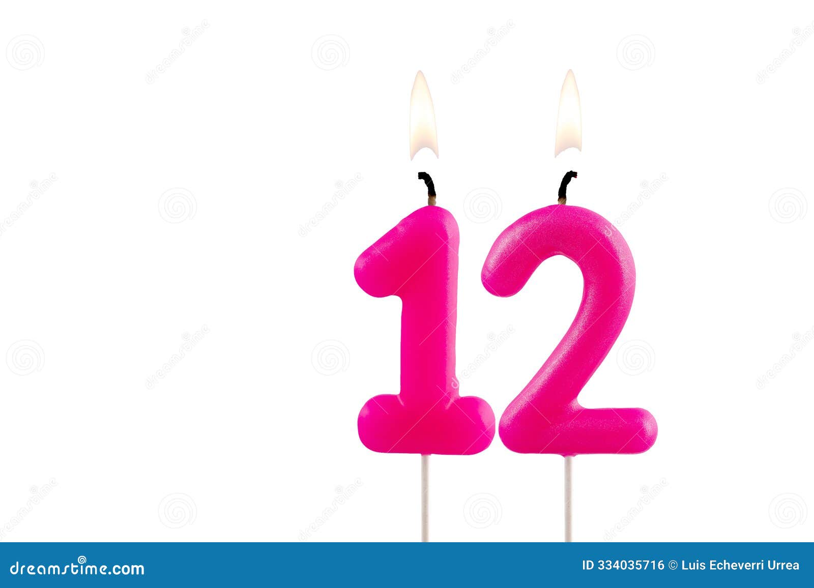 Pink Number 12 Birthday Candle on White Background Stock Photo - Image ...