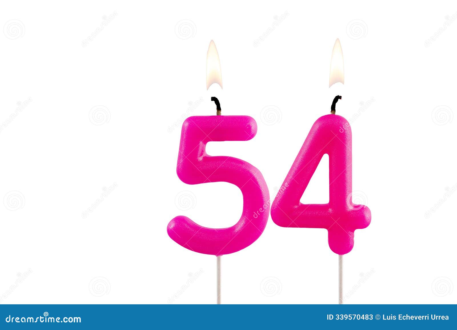 Pink Number 54 Birthday Candle on White Background Stock Image - Image ...