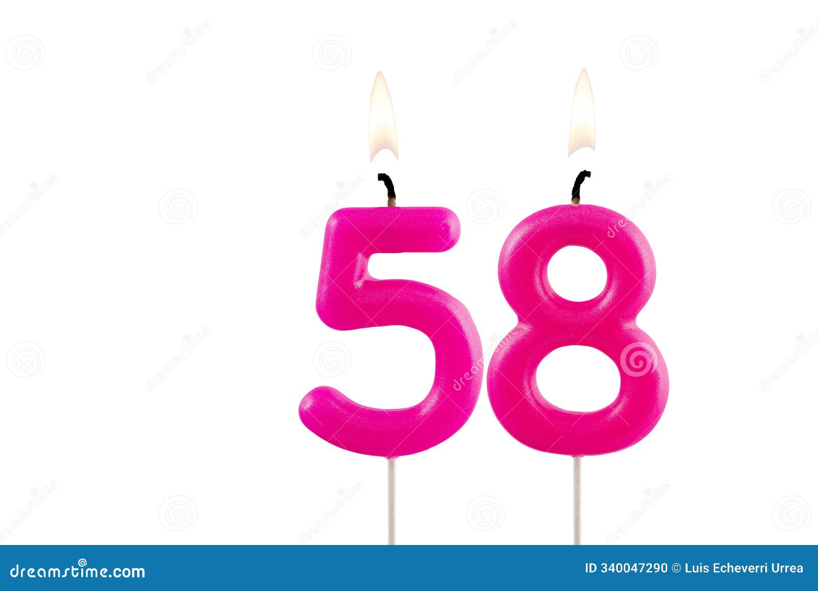 Pink Number 58 Birthday Candle on White Background Stock Illustration ...