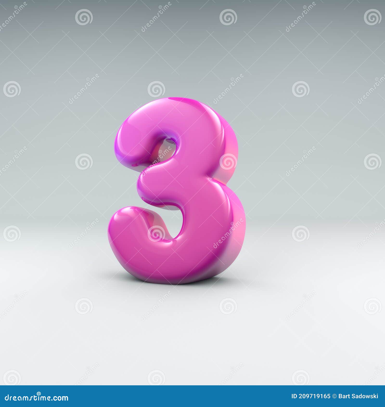 3D Render of the Number 3 in Pink Bubbly Style Stock Illustration ...