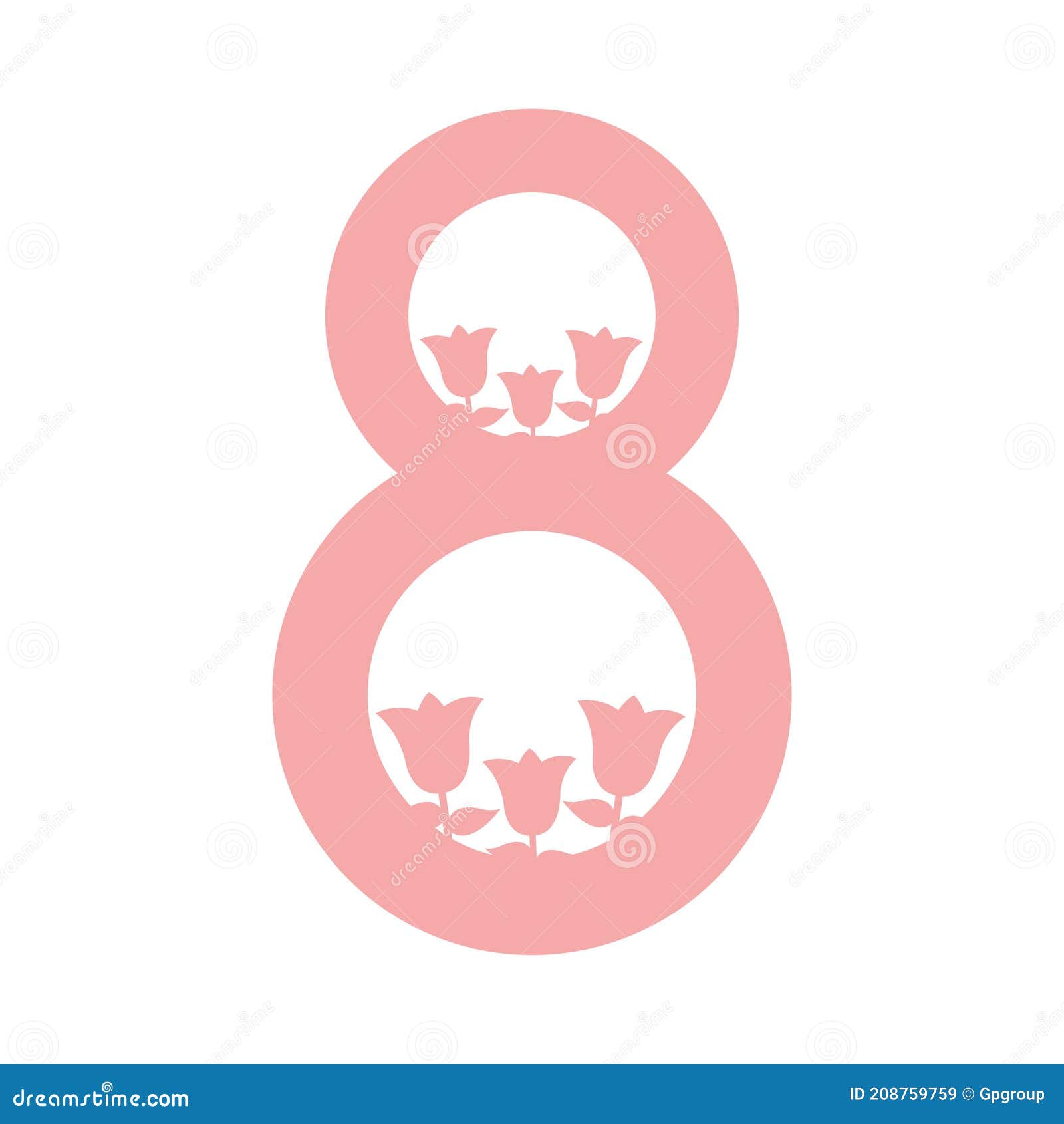 Pink Number Eight with Roses in it Stock Vector - Illustration of card ...