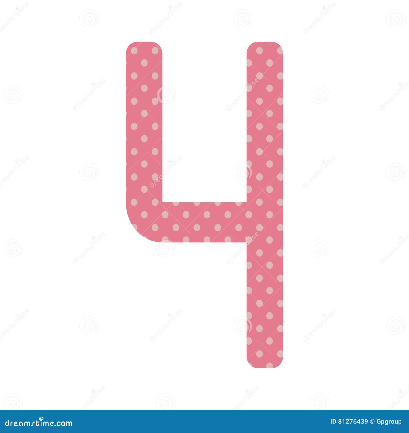Pink Number Four Design Over Beige Dotted Stock Illustration ...
