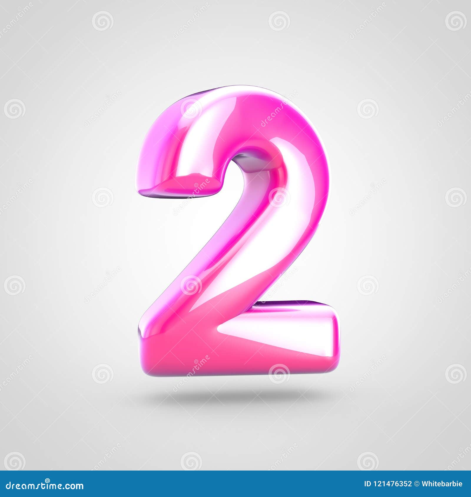 Pink Number 2 Isolated on White Background. Stock Illustration ...