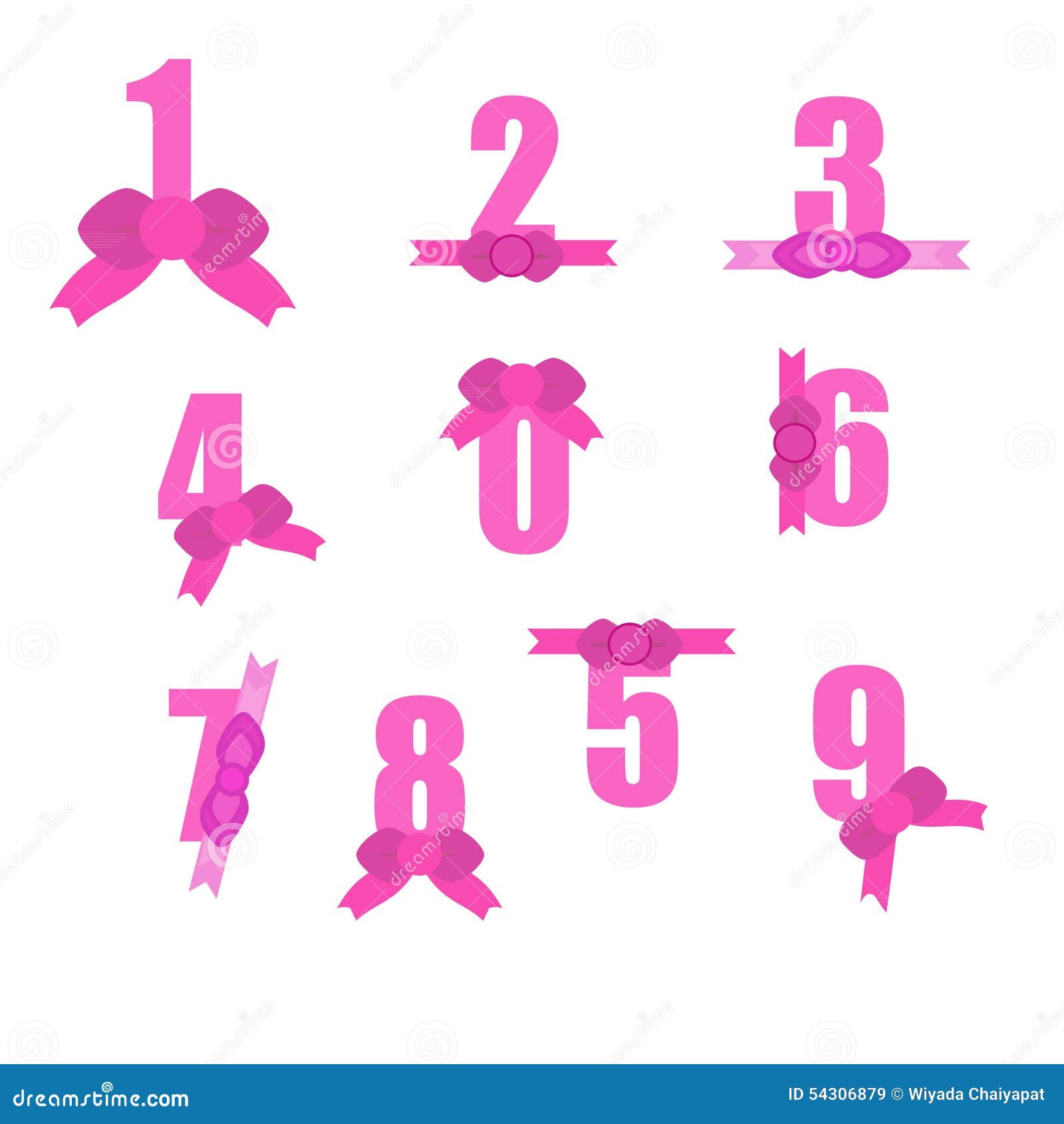 Pink number stock vector. Illustration of three, zero - 54306879