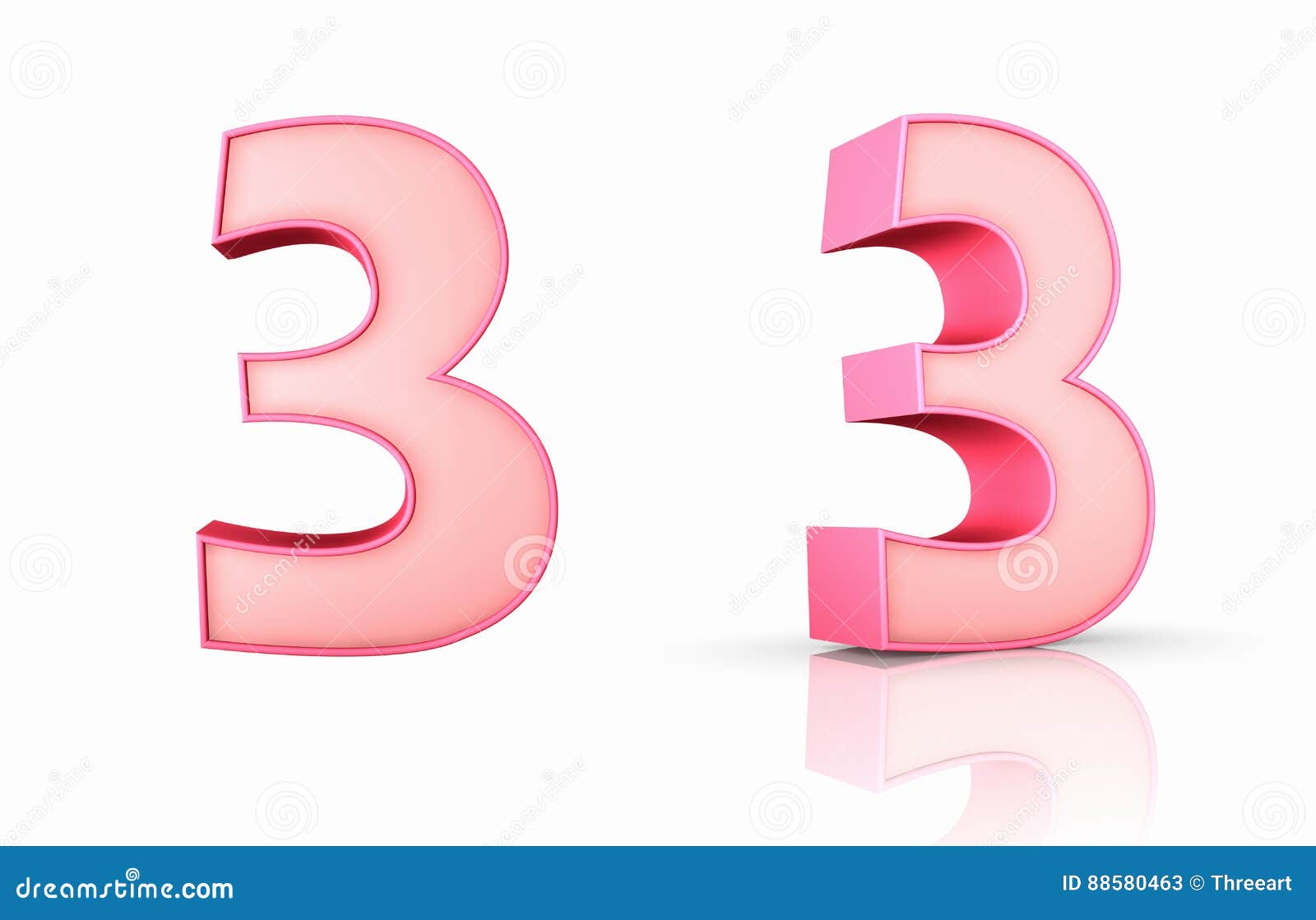 Pink Number Three stock illustration. Illustration of font - 88580463