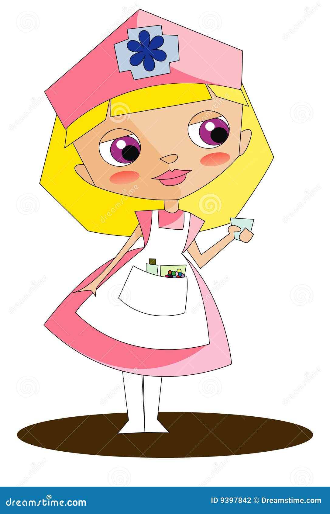 Pink nurse stock vector. Illustration of brake, tablet - 9397842