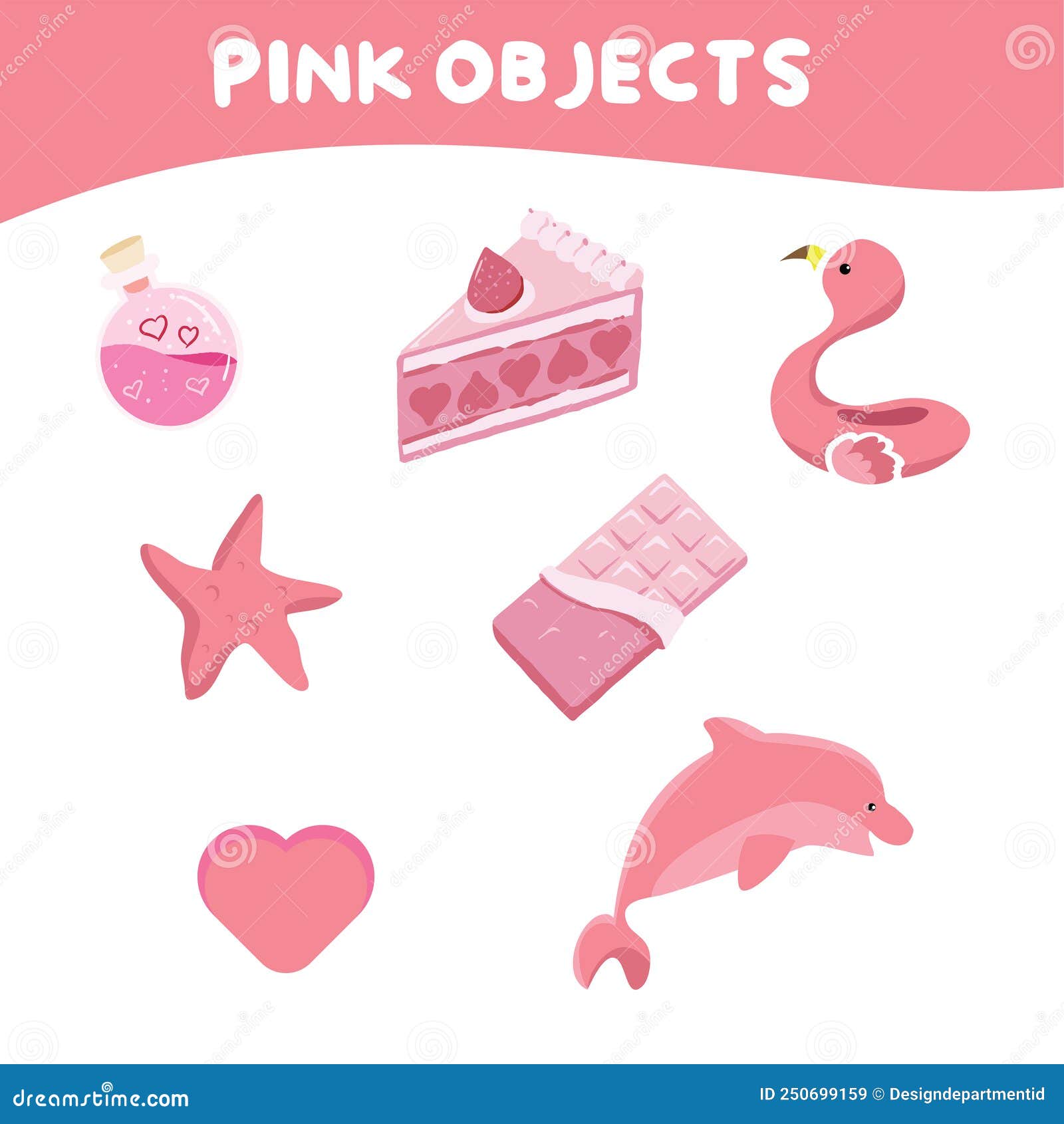 Pink Objects stock vector. Illustration of pink, educational - 250699159