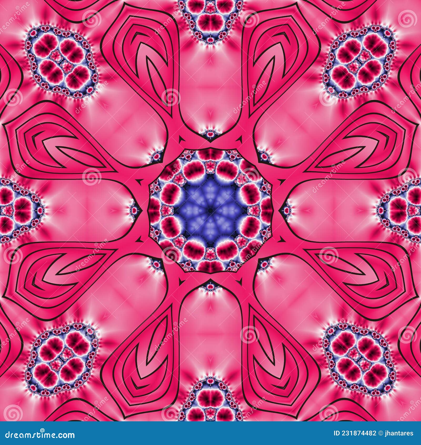 Pink Octagonal Fractal Graphic Stock Illustration - Illustration of ...