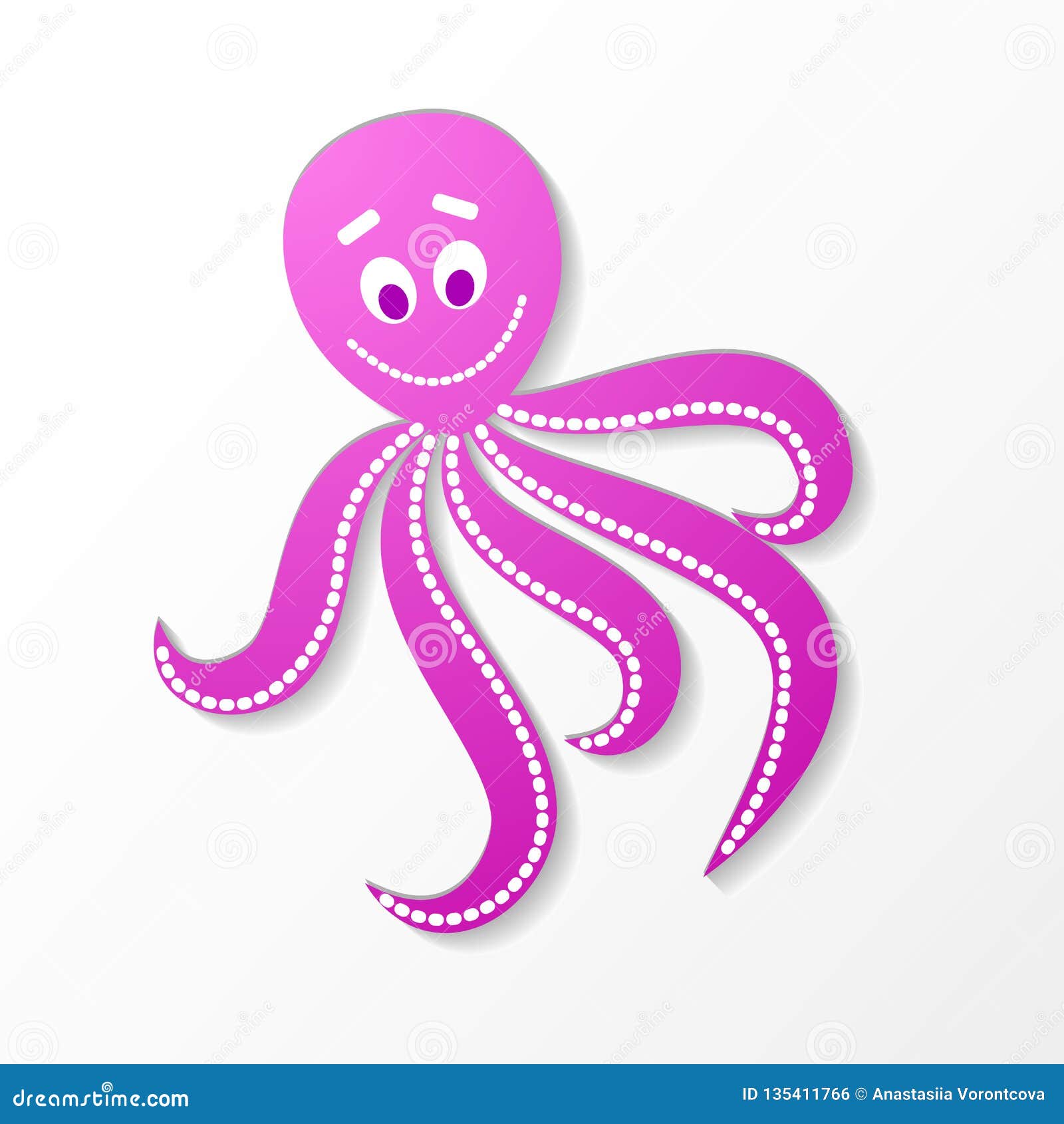 Pink Octopus on a White Background Illustration Vector Stock Vector ...