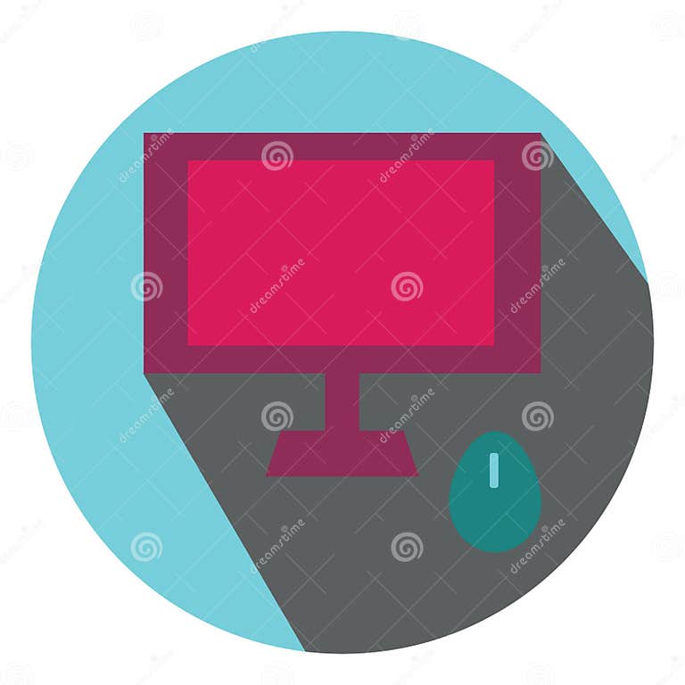 Pink office computer, icon stock vector. Illustration of work - 261365444