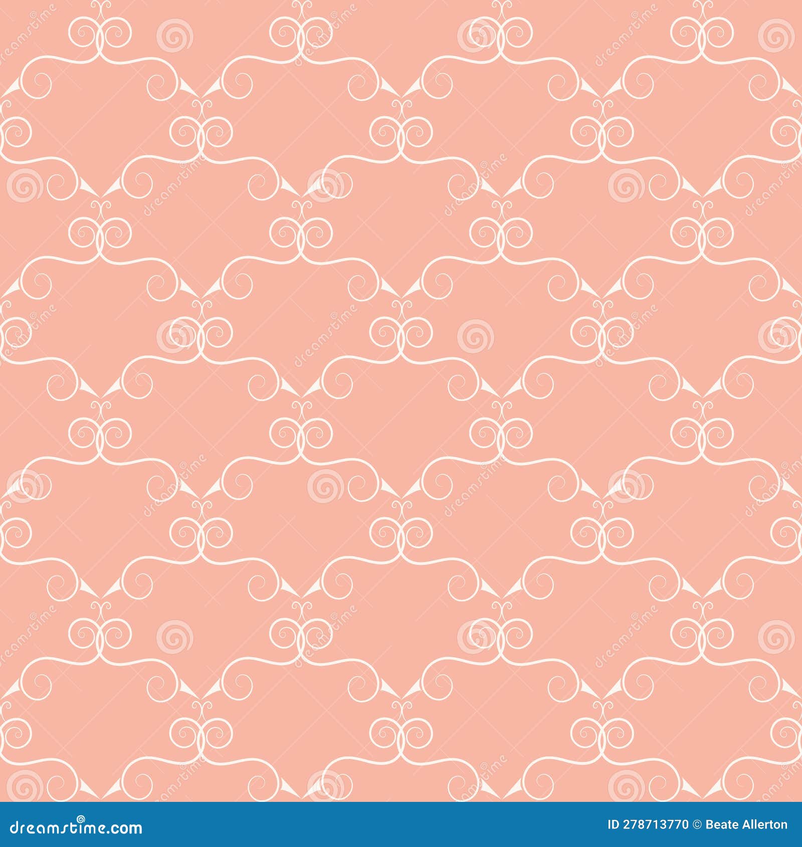 Pink Ogee Decorative Vector Seamless Pattern Background with Hand Drawn ...