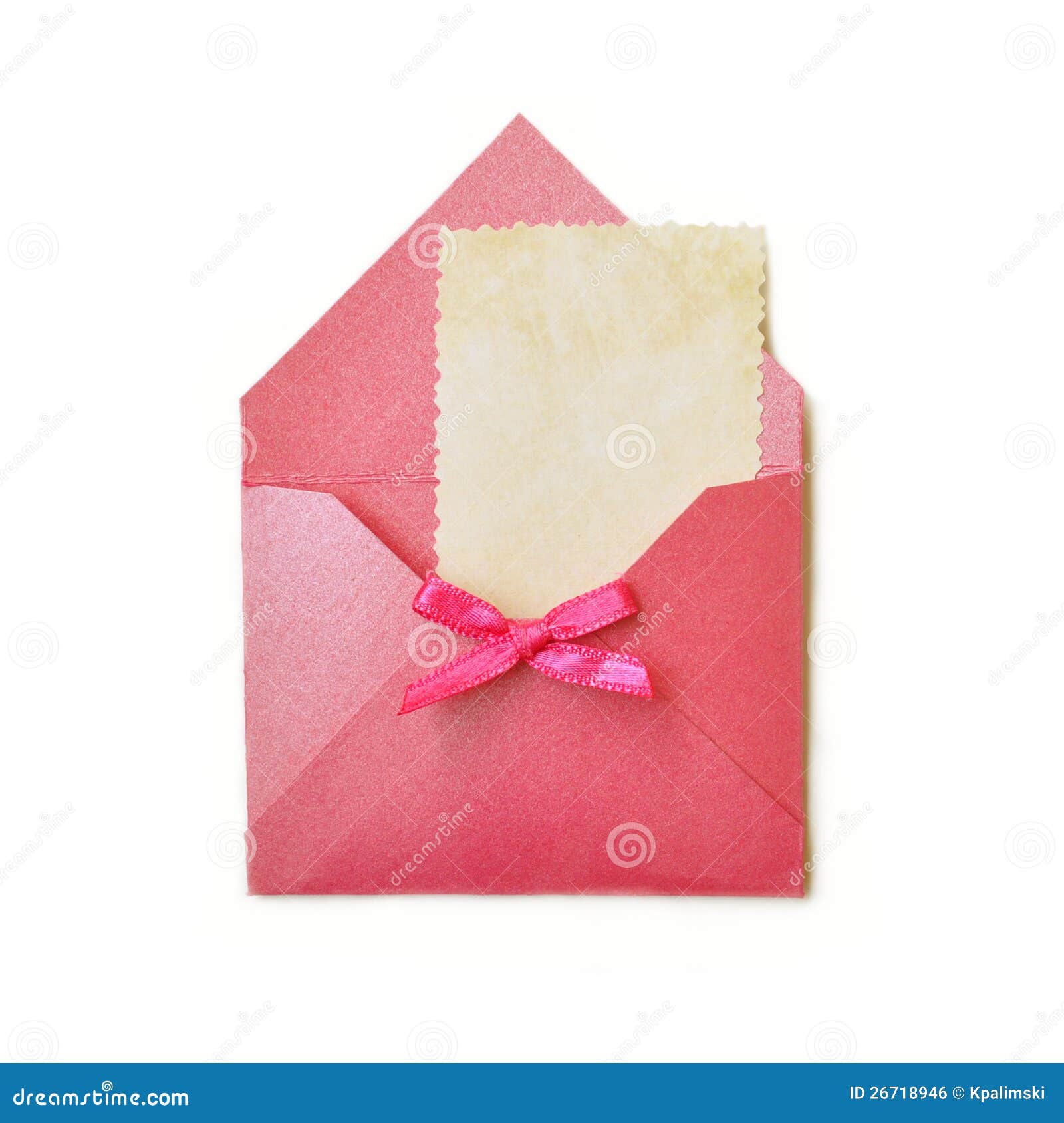 Pink Open Envelope with Blank Paper Stock Photo - Image of inbox, paper ...
