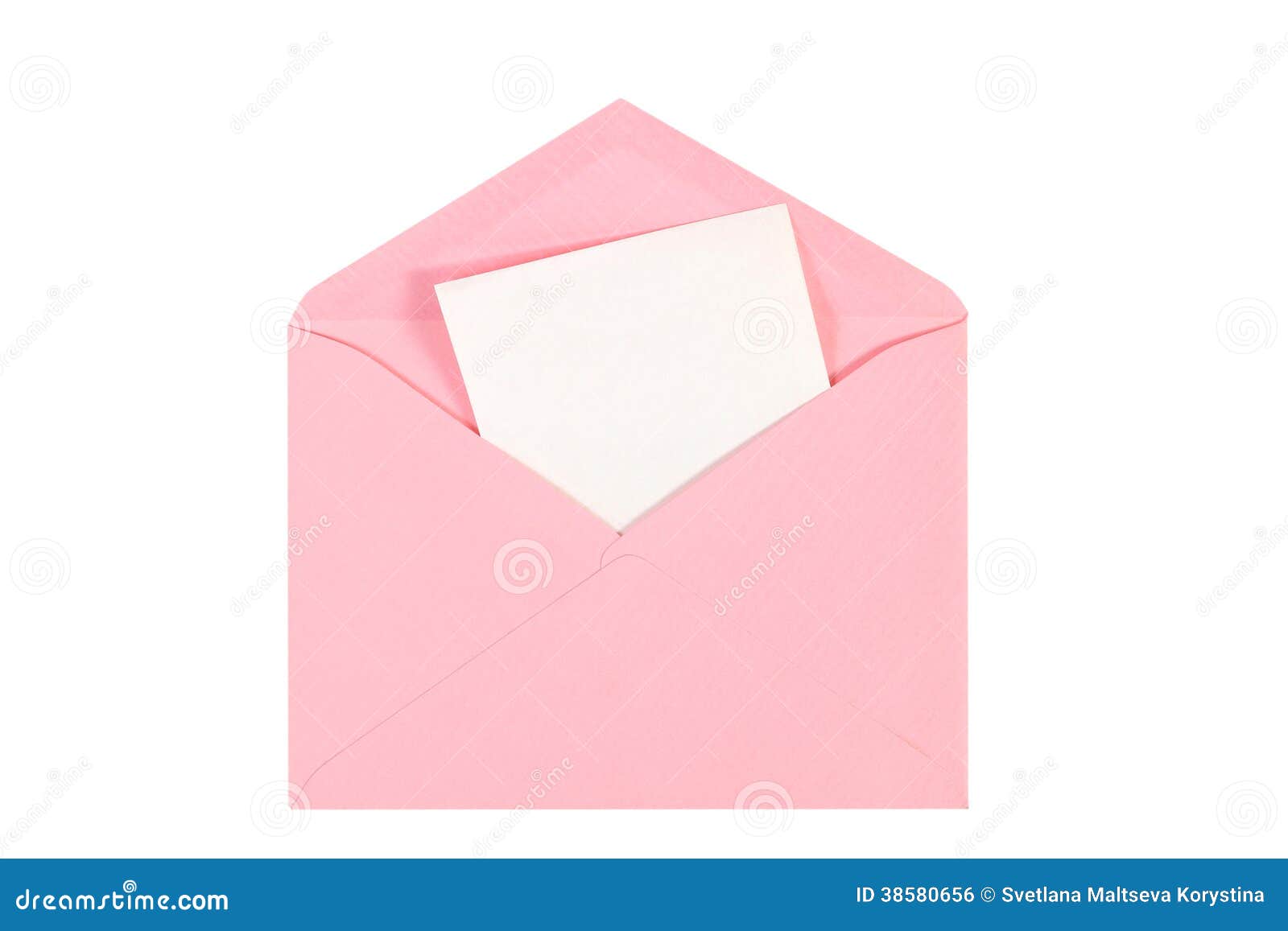 Pink Open Envelope with Paper Isolated Stock Photo - Image of single ...