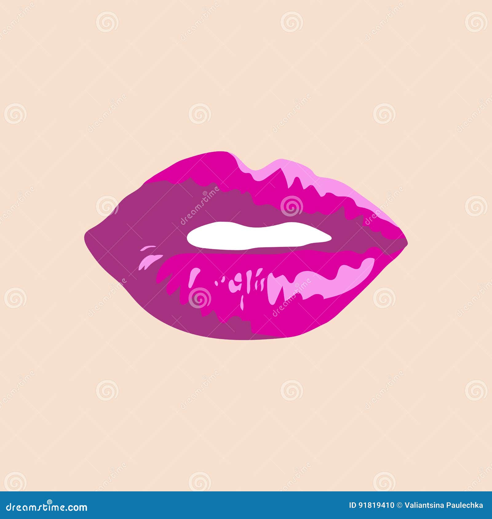 Pink open lips vector stock vector. Illustration of mouth - 91819410