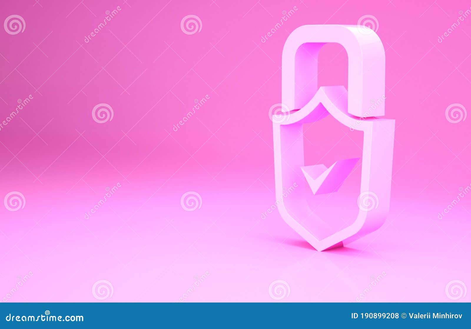 Pink Open Padlock and Check Mark Icon Isolated on Pink Background ...