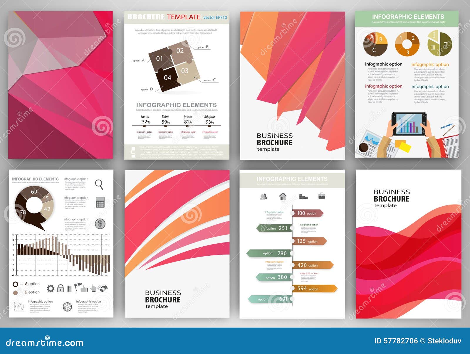 Pink and Orange Backgrounds and Abstract Concept Infographics Stock ...