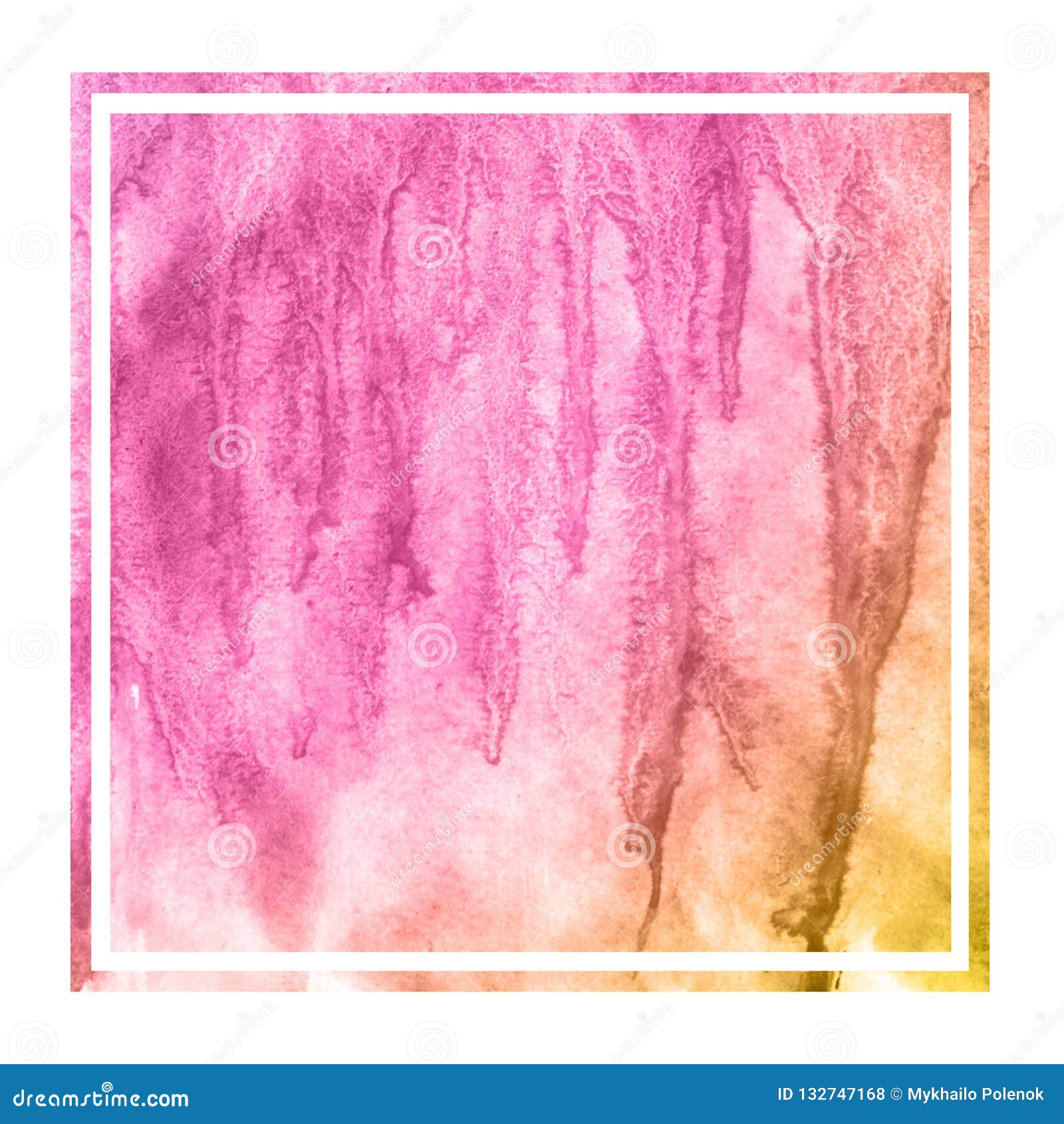 Pink and Orange Hand Drawn Watercolor Rectangular Frame Background ...