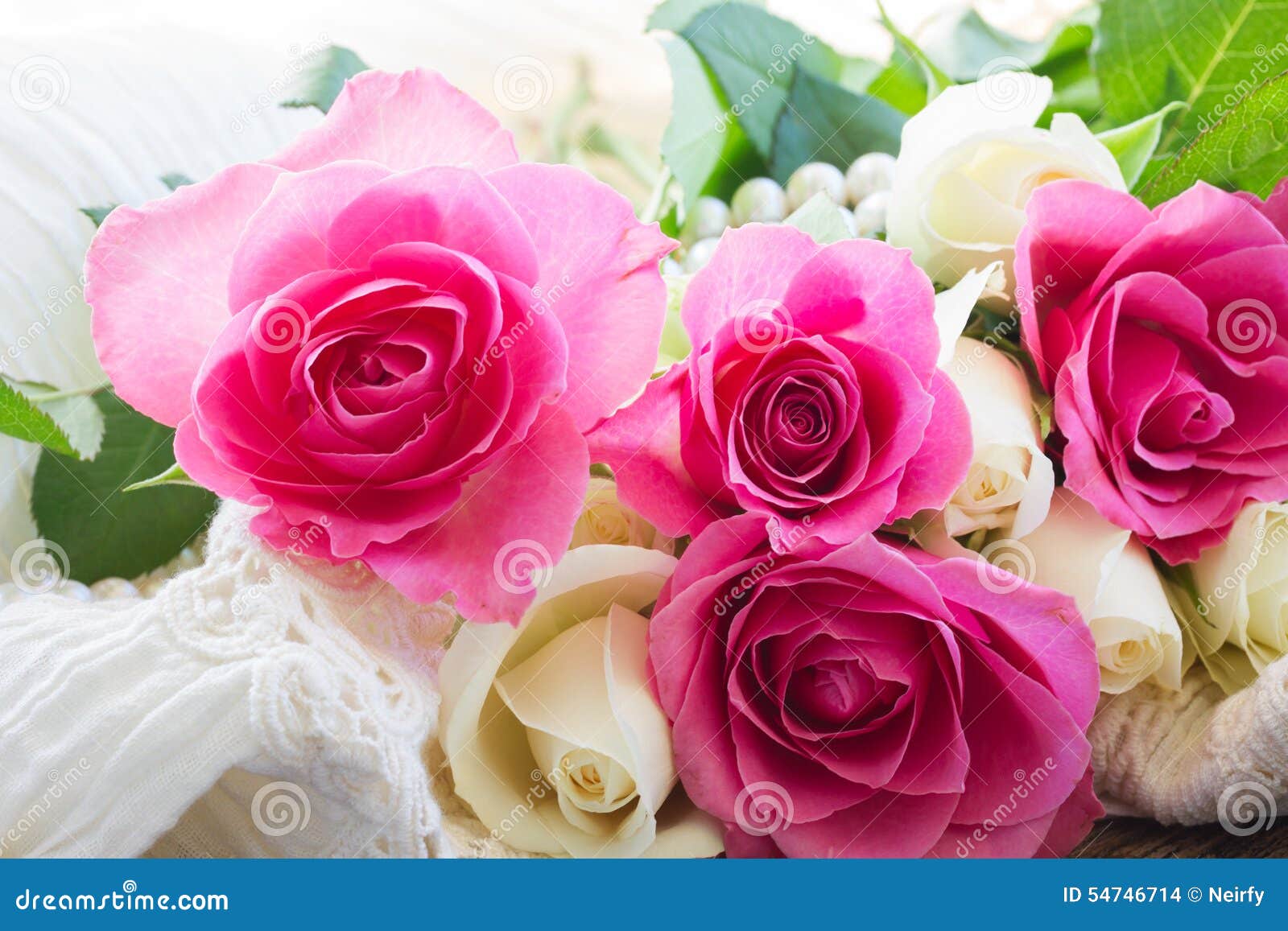 Pink and Orange Roses with Lace Stock Photo - Image of beautiful ...