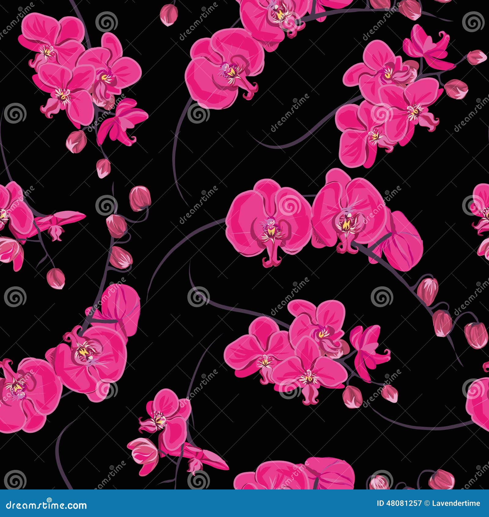 Pink Orchid Seamless Pattern Stock Vector Illustration Of Pink Pure