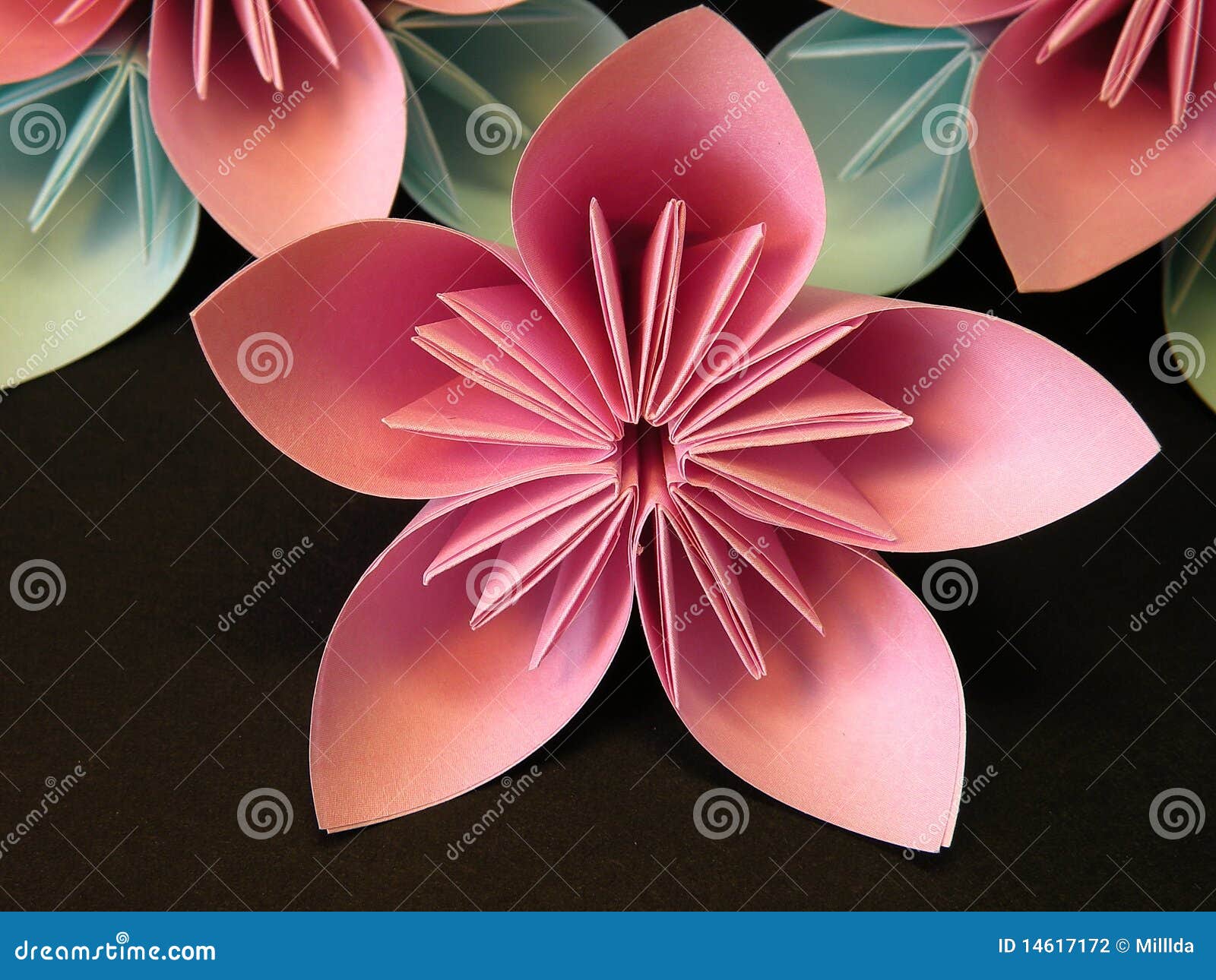 Pink origami flowers stock photo. Image of chine, decorative - 14617172