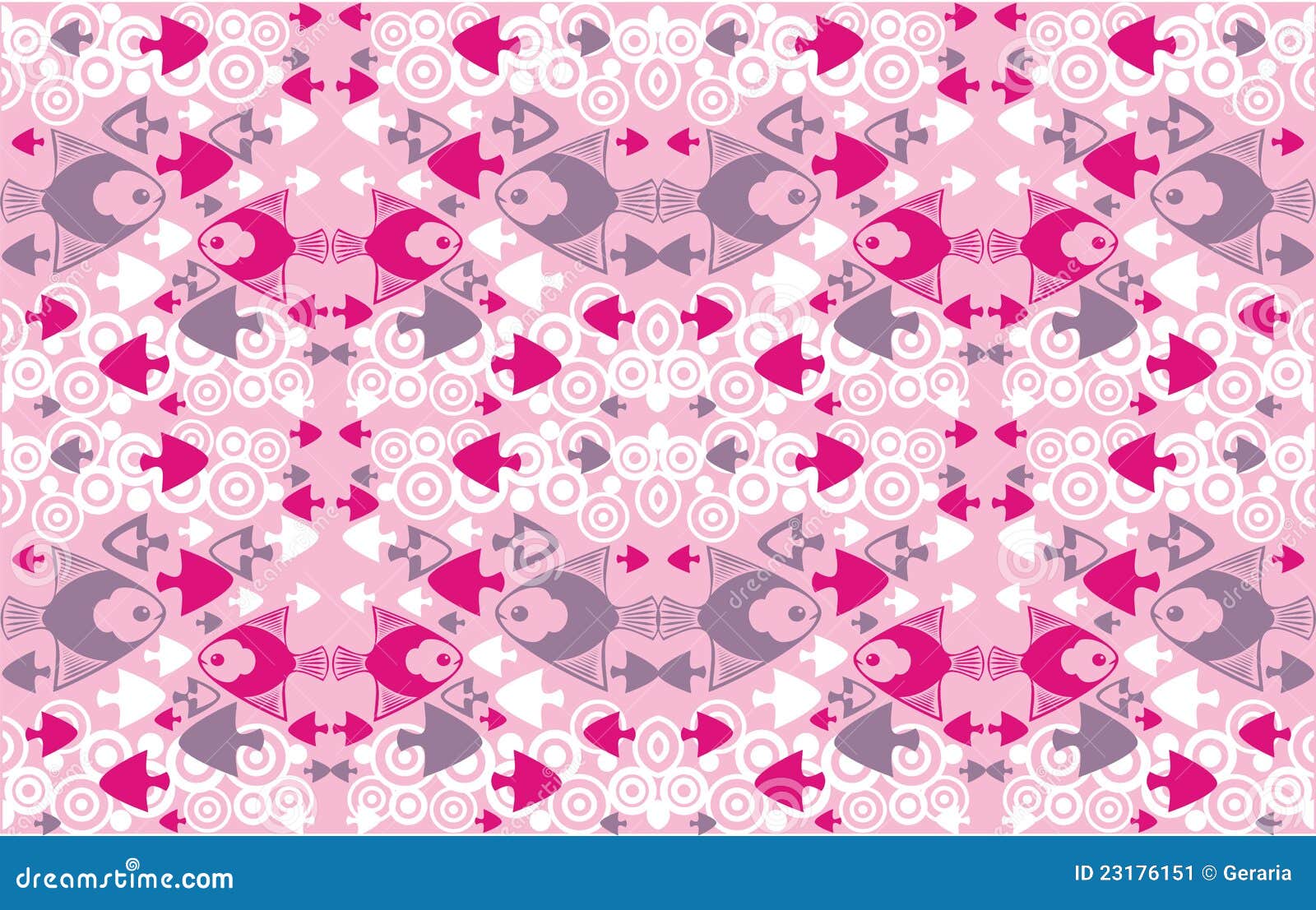 Pink Ornamental Background with Decorative Fish Stock Illustration ...