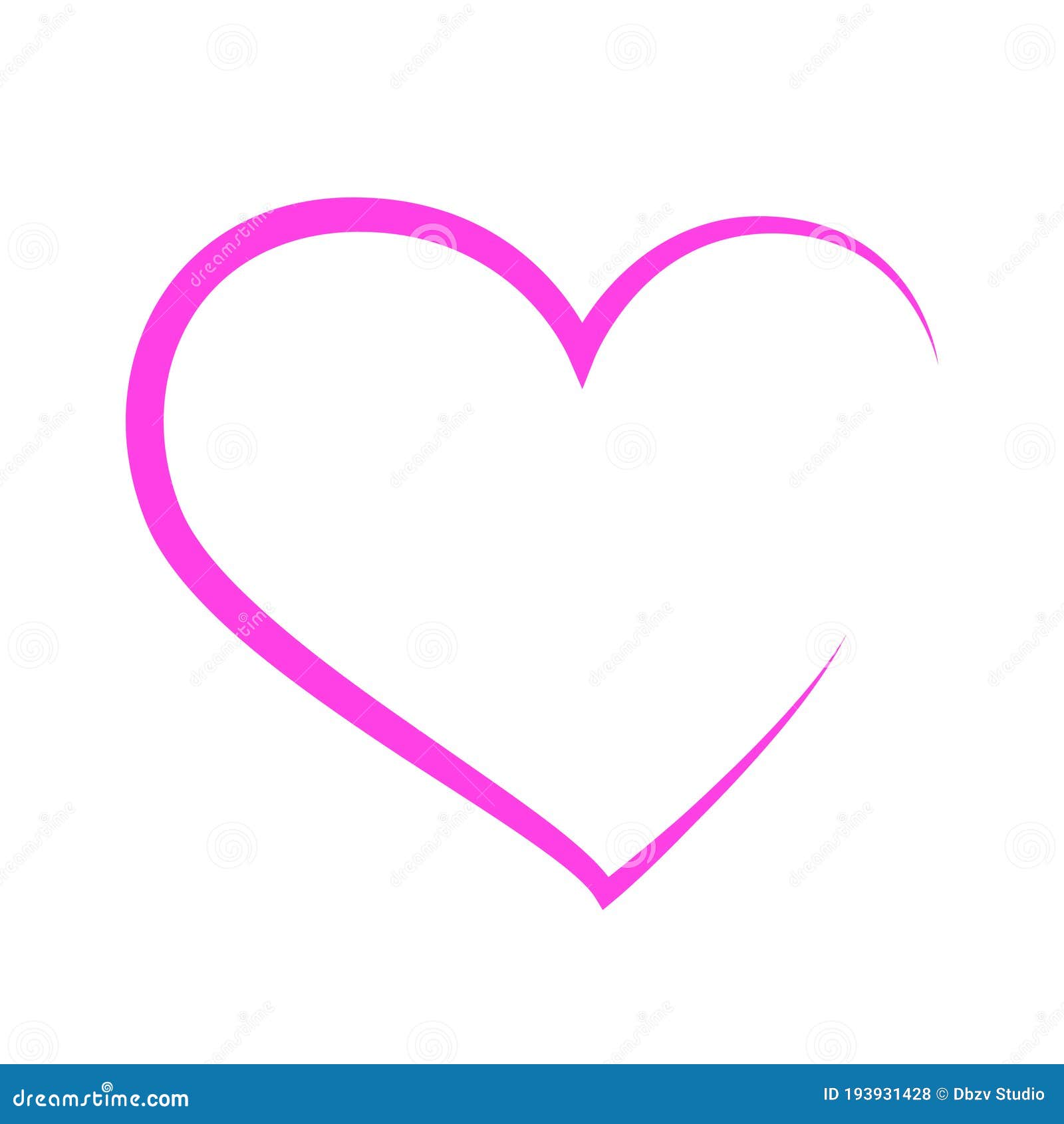 Pink Outlined Heart Shape Icon on White Background Stock Illustration ...