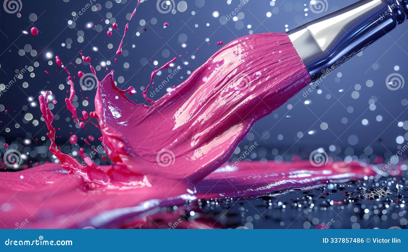 Pink Paint Brush Splash, Art and Creativity with Color Drops Background ...