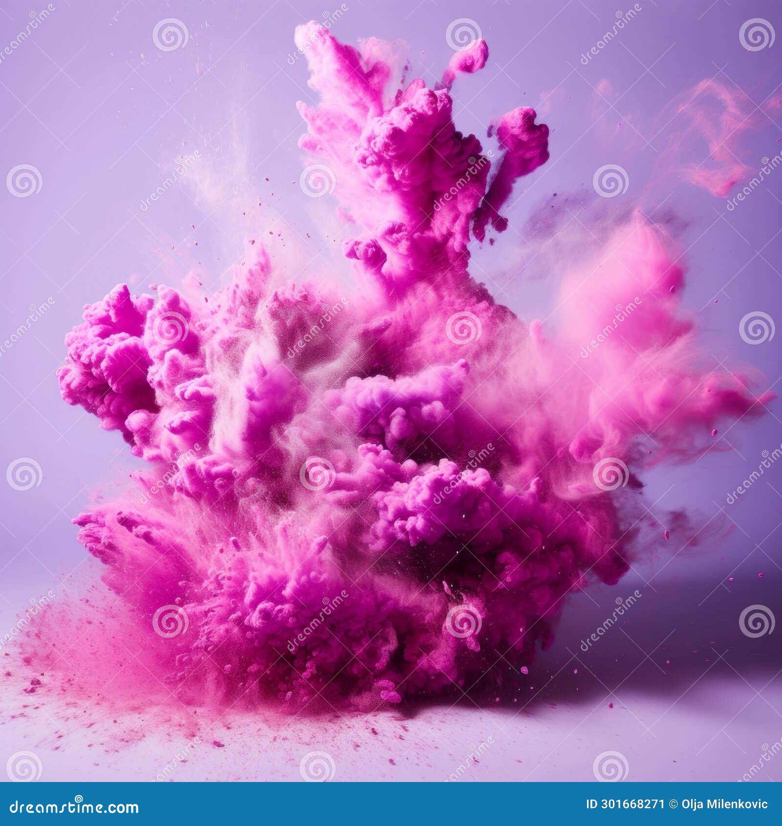 Pink Paint Explosion on a Purple Background. 3d Rendering, 3d ...