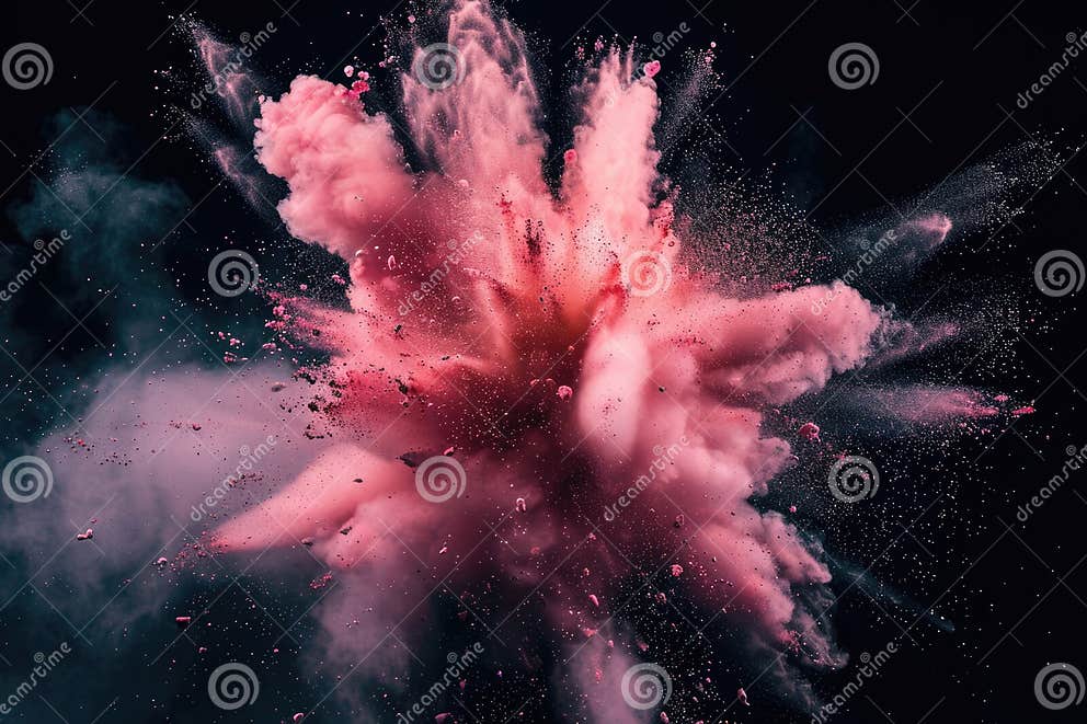 Pink Paint Explosion Splash Abstract Background. Dust Explode on Black ...