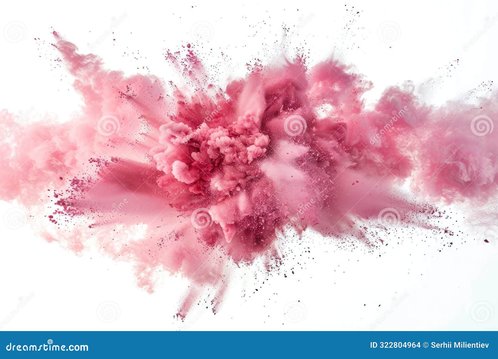 Pink Paint Explosion Splash Abstract Background. Dust Explode on White ...