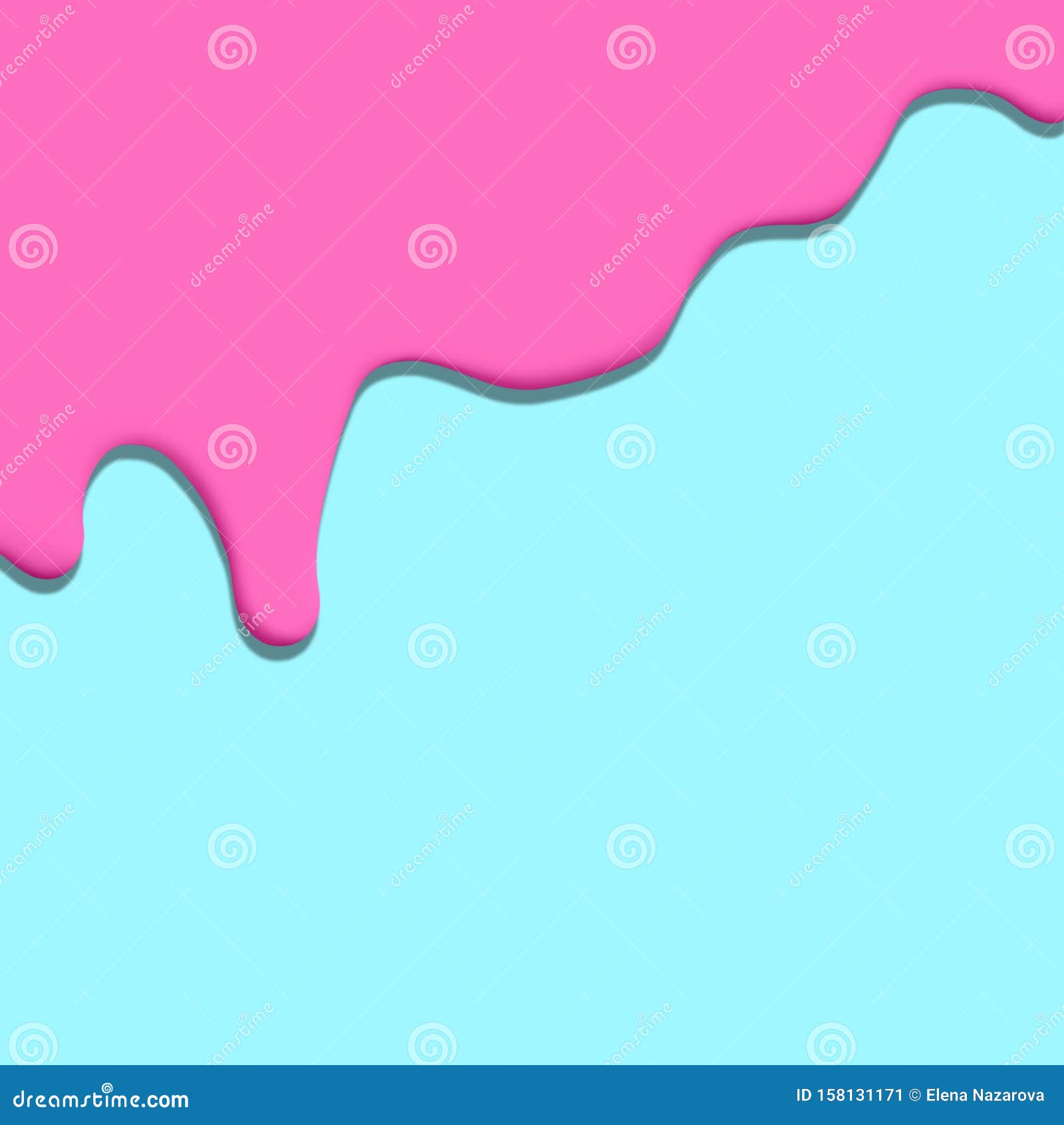 Pink Paint Flows Down Blue Background. Modern Creative Layout Stock ...