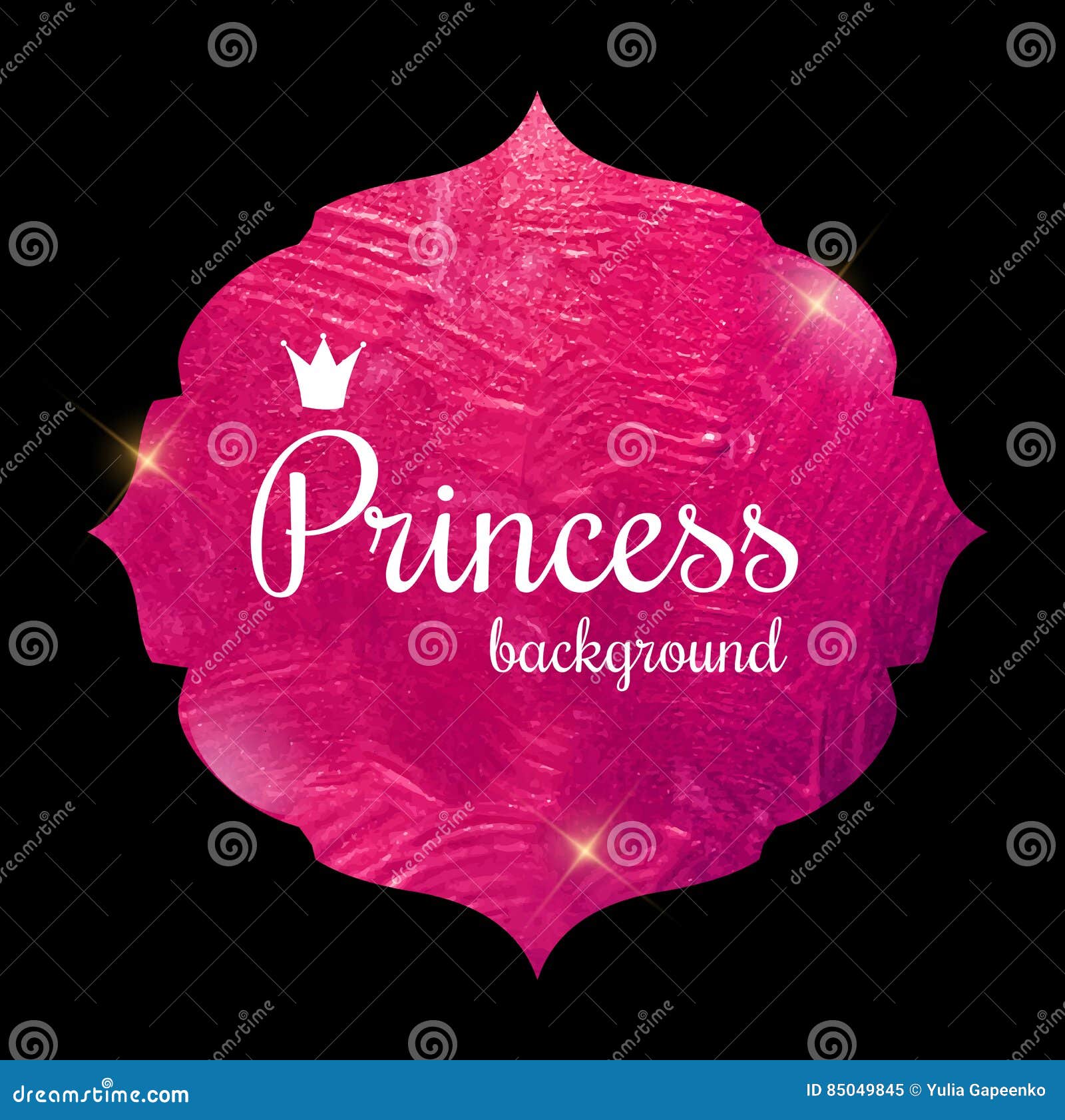 Pink Paint Glittering Textured Princess Crown Frame Vector Stock Vector ...
