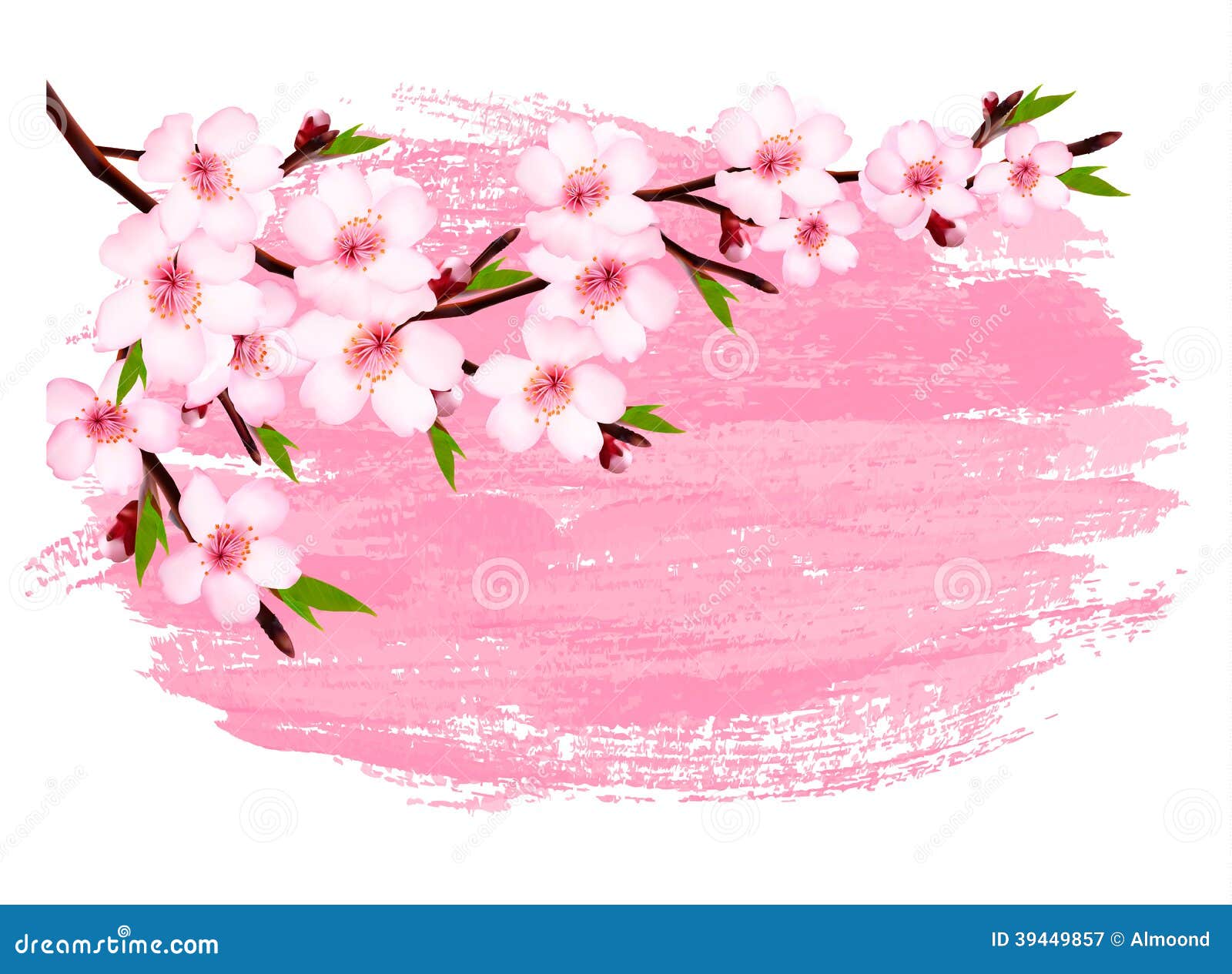 Sakura Branch With Flowers In Anime Style, Cherry Blossom, Illustration ...