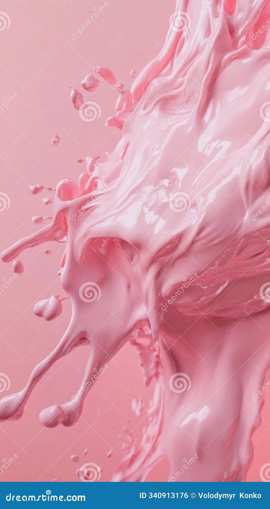 Pink Paint Splash with Fluid Motion on Pastel Background. Artistic ...