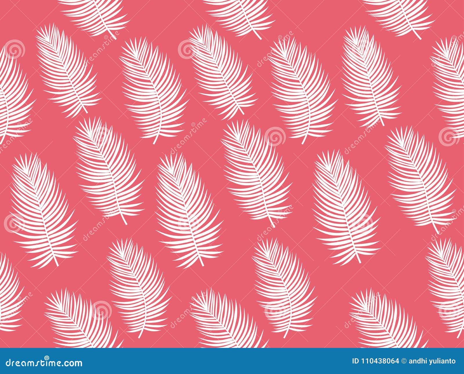 Pink Palm Tree Leaf Vector Tropical Theme Seamless Pattern Stock ...