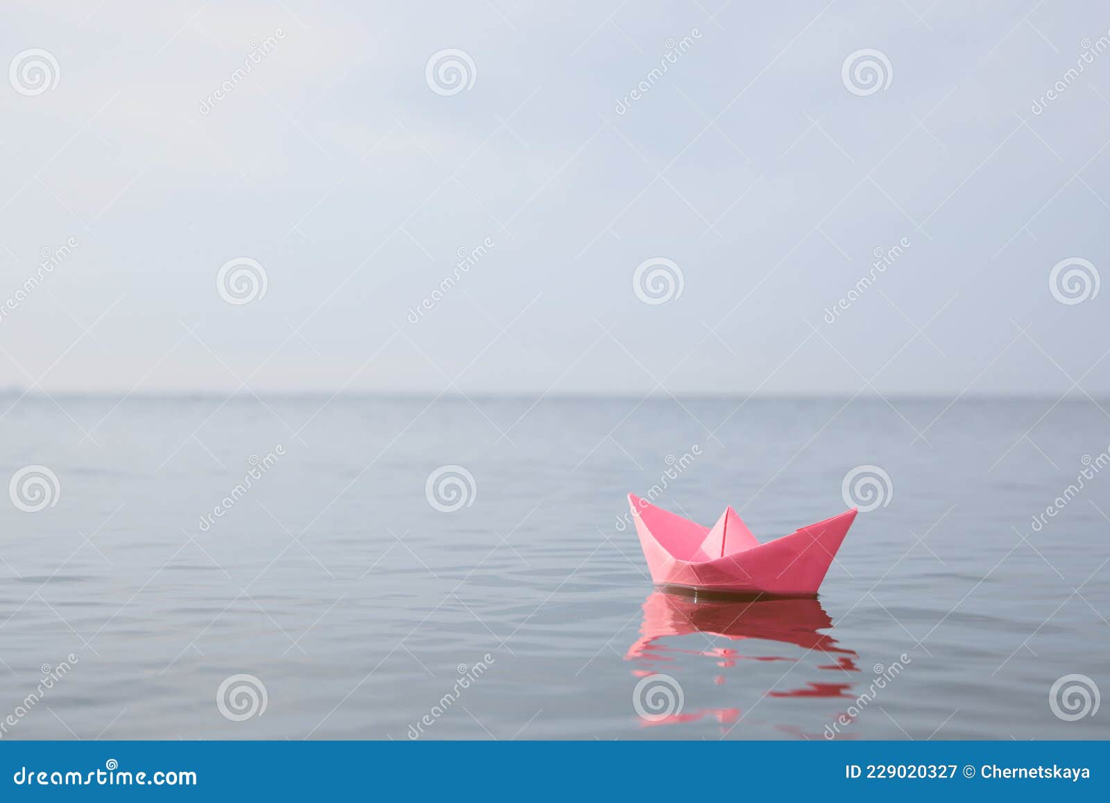 Pink Paper Boat on Water Surface, Space for Text Stock Image - Image of ...