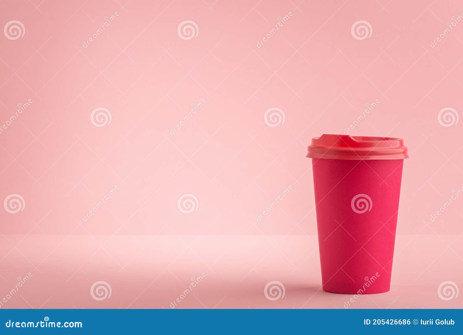 Pink Paper Cup with Plastic Lid on Light Pink Background Stock Photo ...
