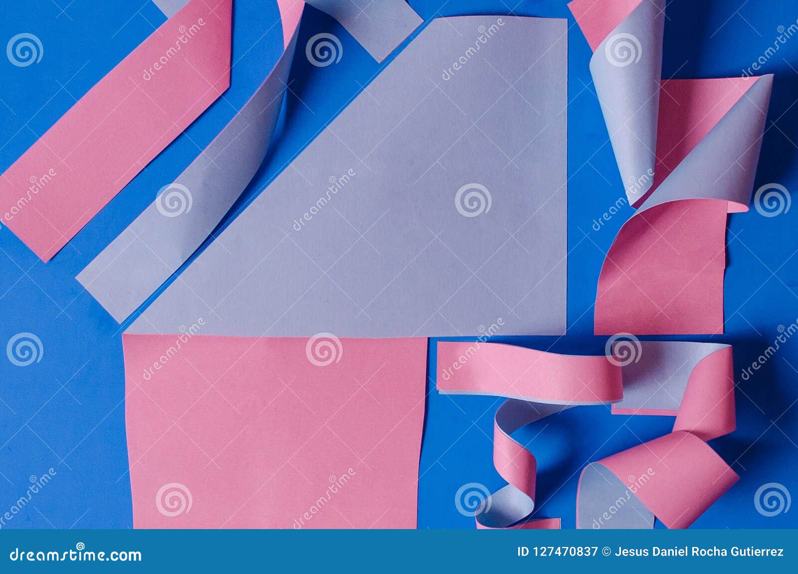 Pink Paper Cutouts on an Blue Background Stock Image - Image of ...