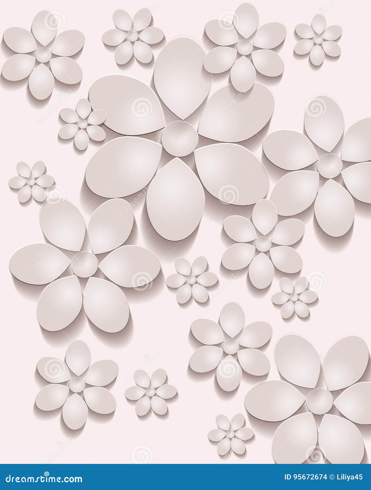 Pink Paper ,3d Flowers Background Stock Illustration - Illustration of ...