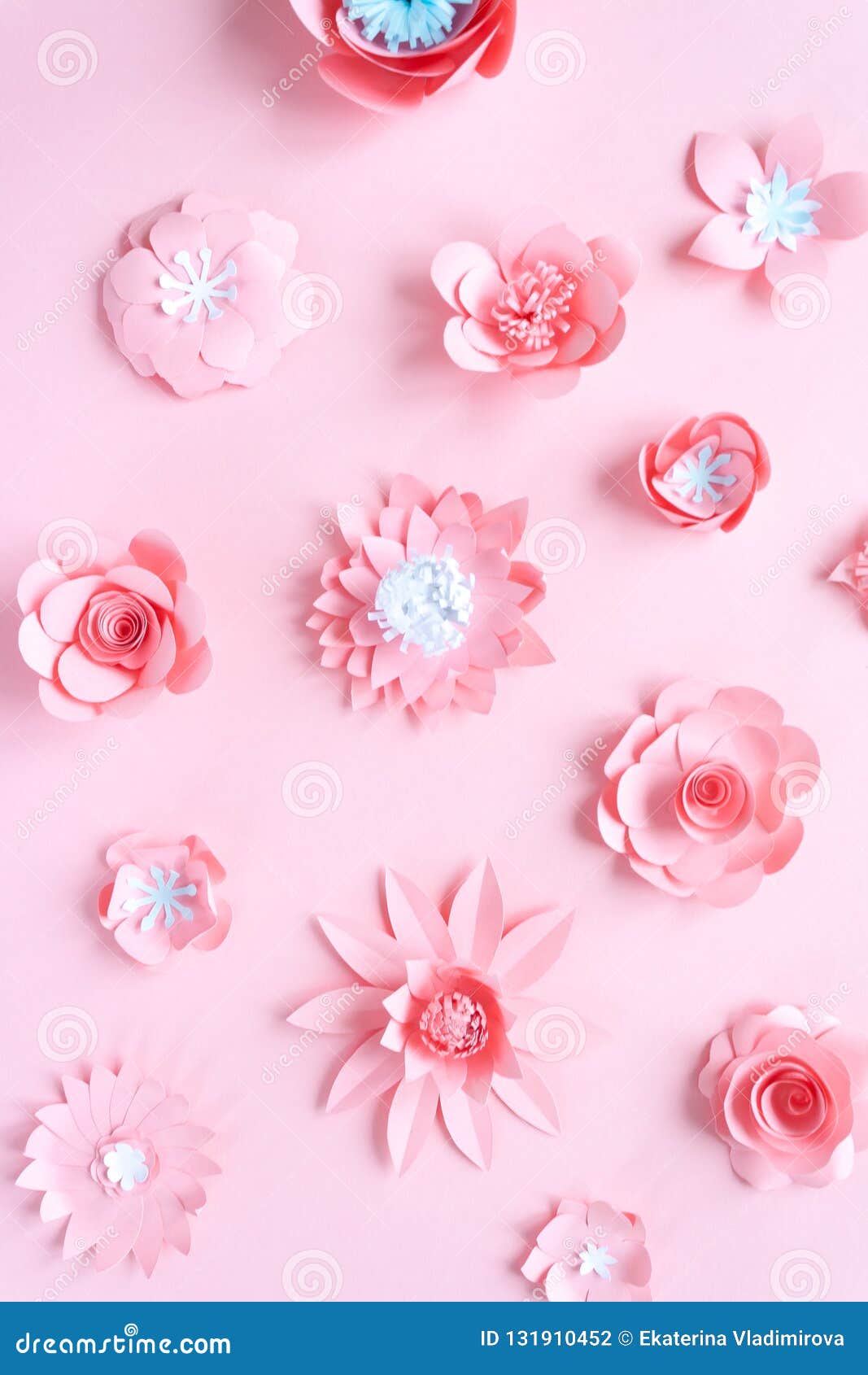 Pink Paper Flowers on the Pink Background Stock Photo - Image of ...