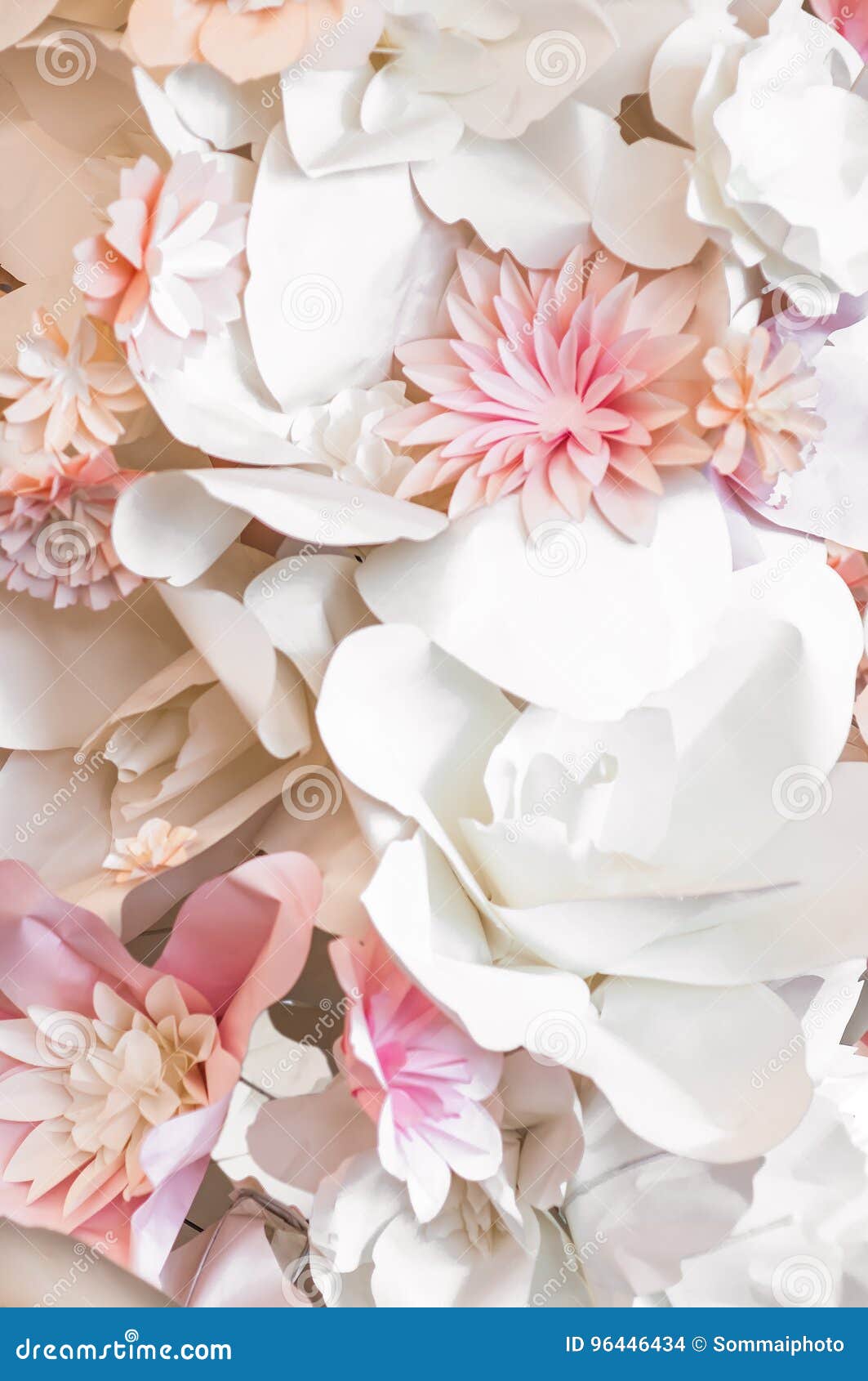 Pink paper flowers stock illustration. Illustration of scenery - 96446434
