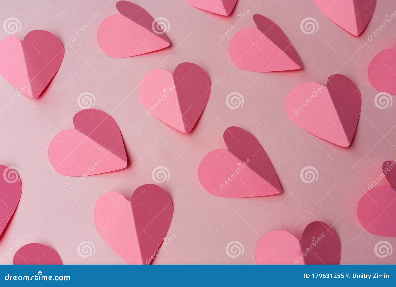 Pink Paper Hearts On Pink Background Stock Image - Image of valentine ...