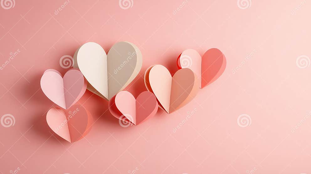 Pink Paper Hearts on a Bright Background Stock Photo - Image of ...