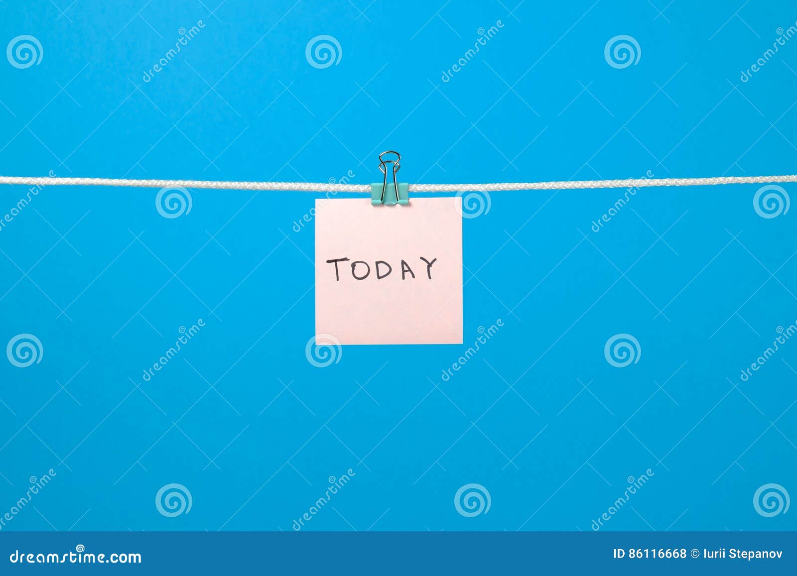 Pink Paper Note Hanging on the String with Text â€œTodayâ€ Stock Photo ...