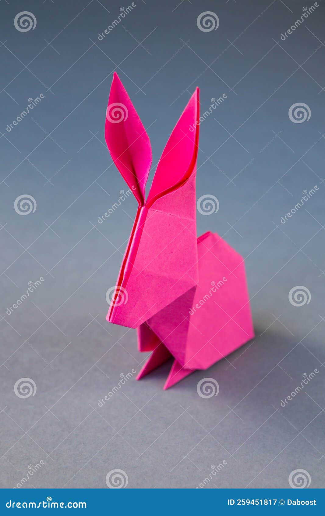 Pink Paper Rabbit Origami Isolated on a Grey Background Stock Image ...